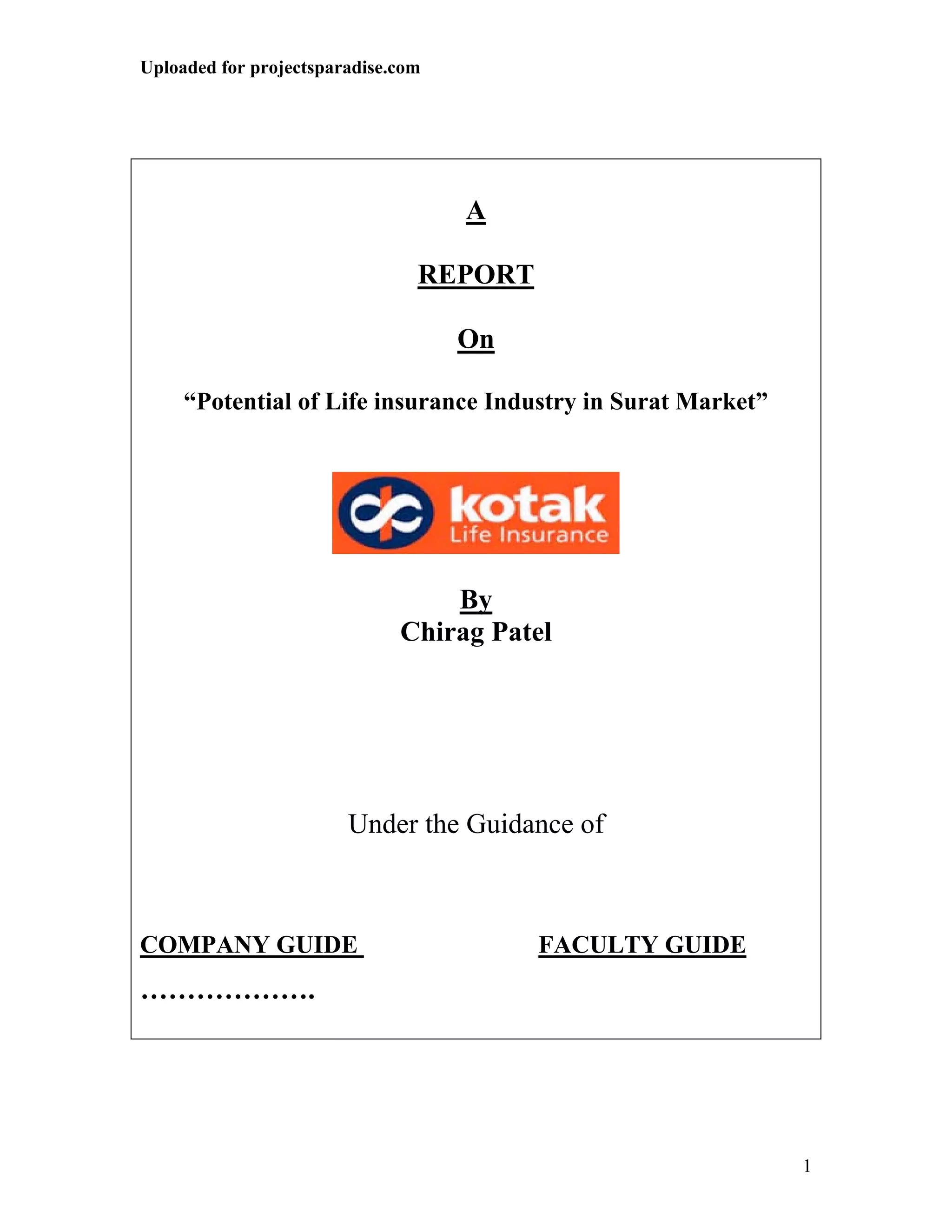 Kotak life insurance project | PDF