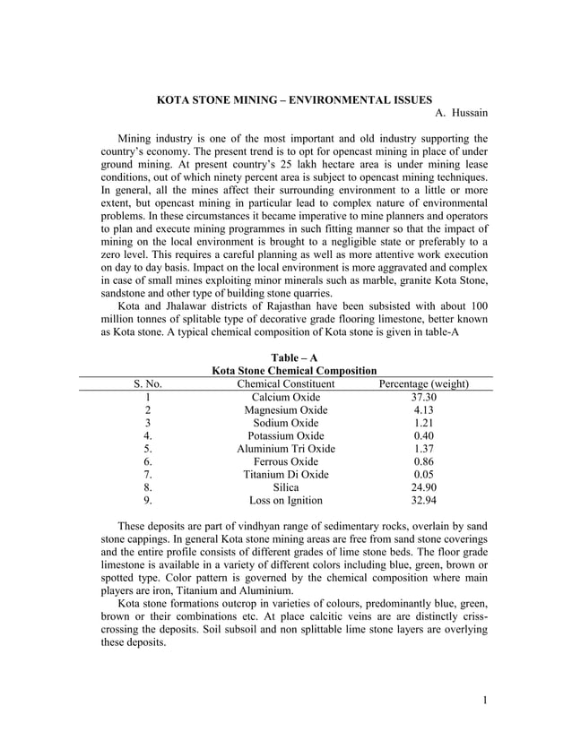 Kota stone mining – environmental issues | PDF
