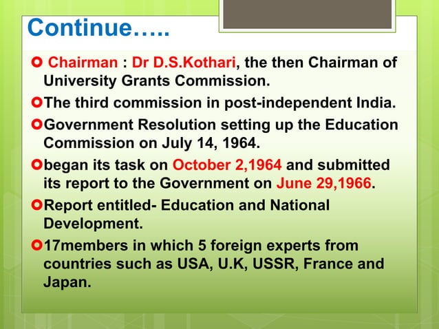 Kothari commission 1964 - 66 | PPTX | Education industry | Industries