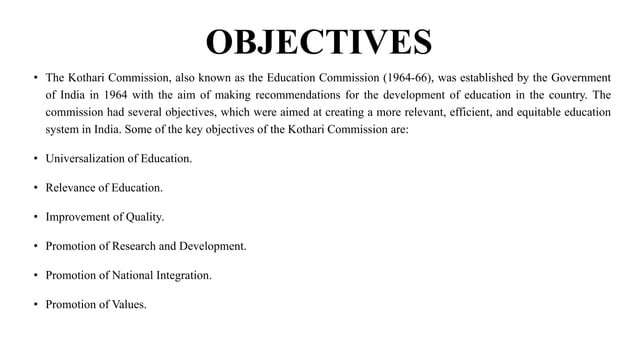 KOTHARI COMMISSION REPORT.pptx | Secondary Education | Education