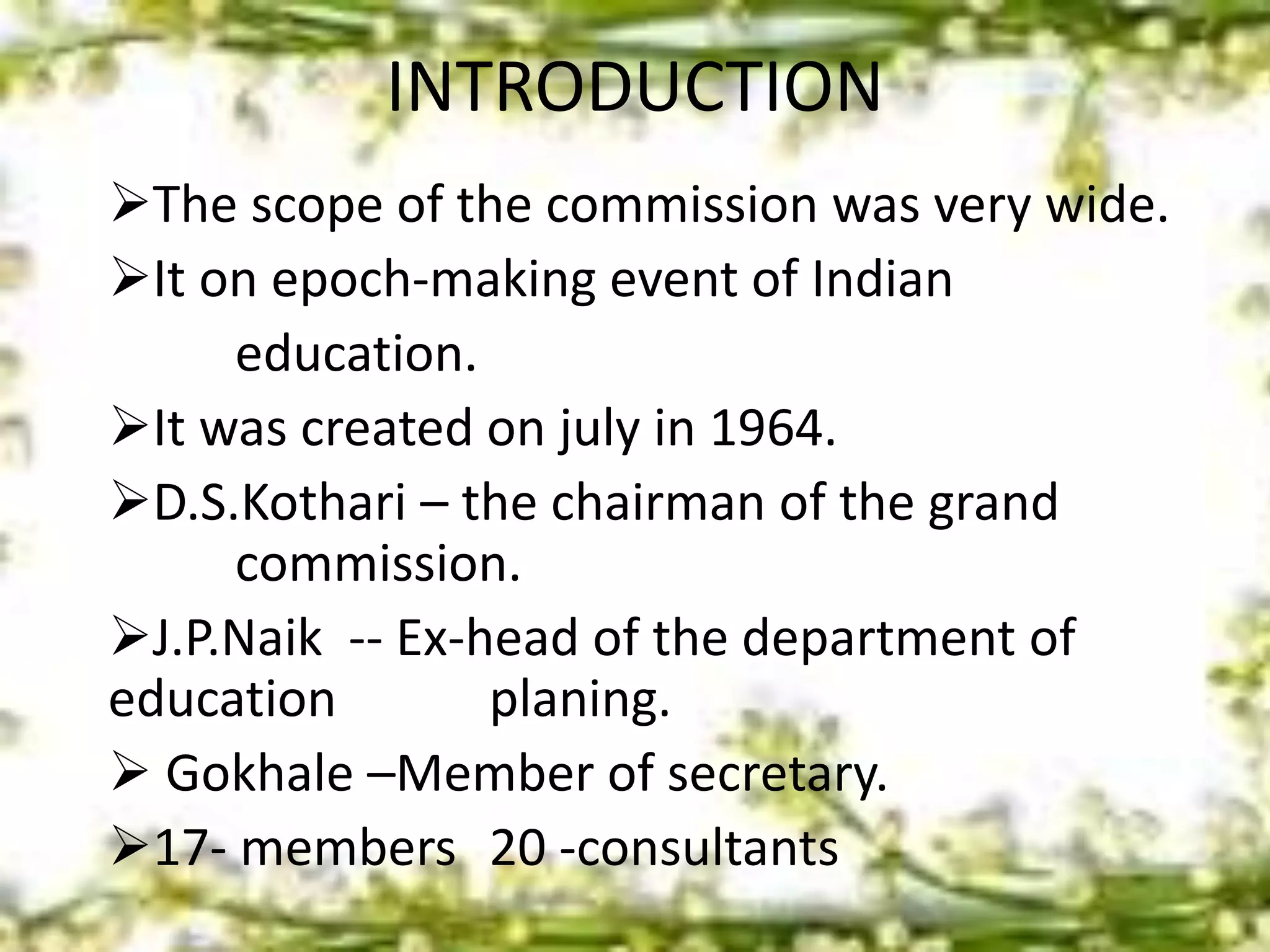 Kothari Education Commission- Report | PPTX