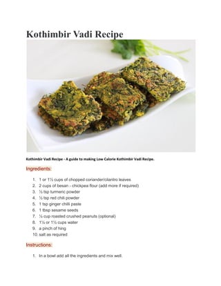 Kothimbir vadi recipe | PDF