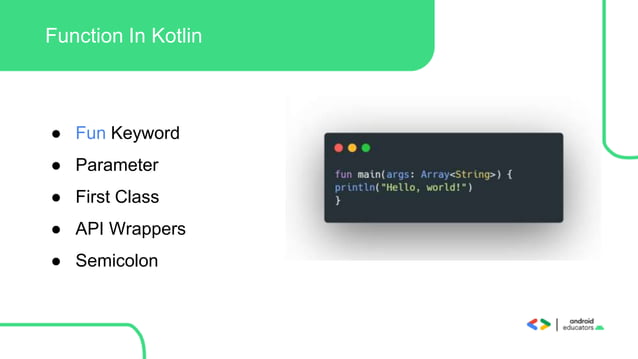 Kotlin Fundamentalspptx Programming Languages Computing