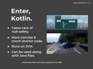 Kotlin vs Java • Bapusaheb Patil • TechieAid Talk | PDF | Programming ...