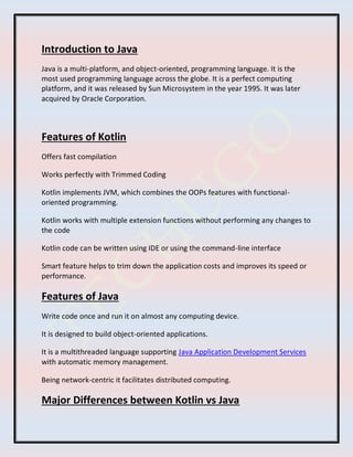 Kotlin Vs Java A Comparison For Application Development Projects.pdf | Programming Languages ...