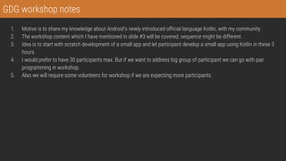 Kotlin workshop glimpse | PPT