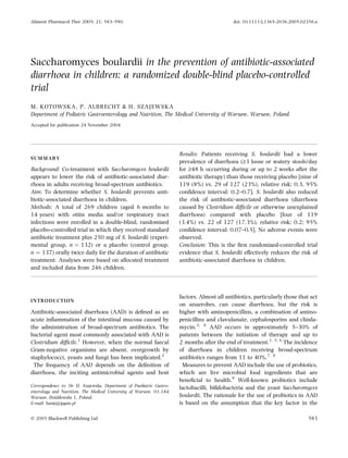 Saccharomyces boulardii in the prevention of antibiotic-associated ...