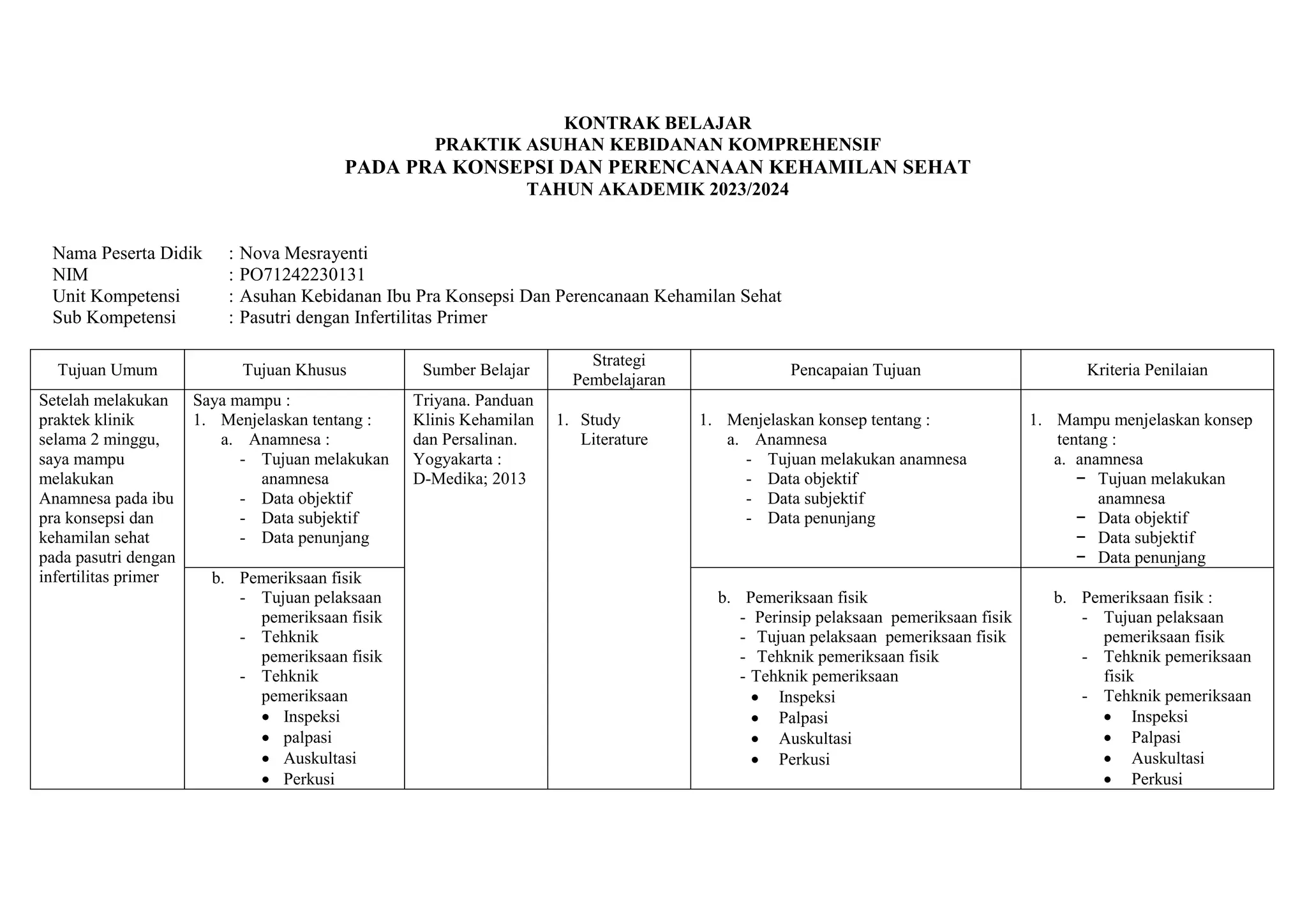 KOTRAK BELAJAR STASE PRAKONSEPSI DAN PERENCANAAN SEHATdoc | PPT