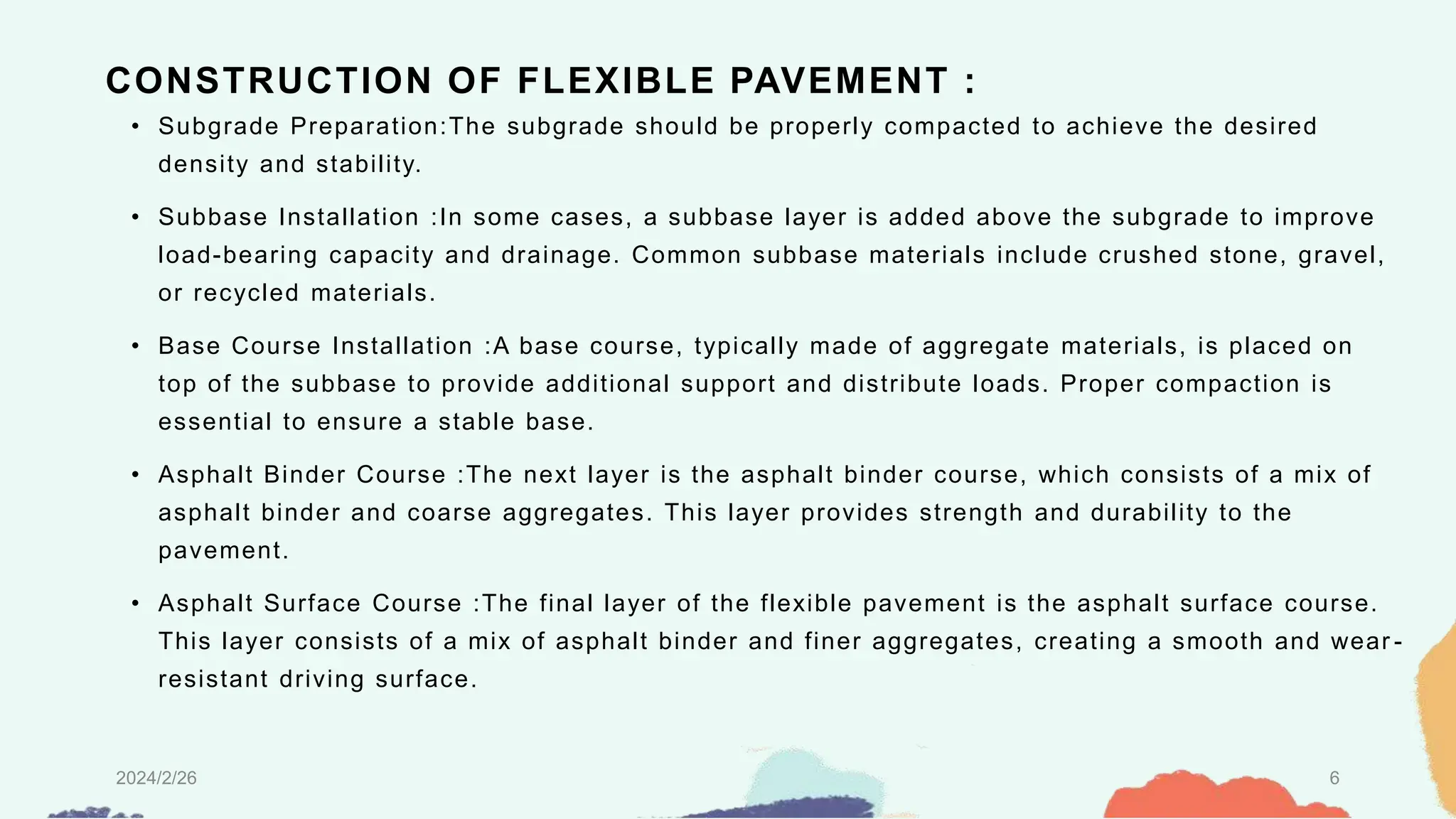 Construction of Road pavement Civil Engineering | PPTX