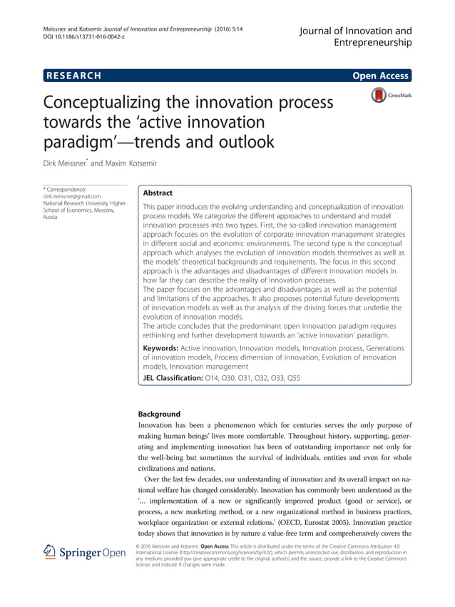 Conceptualizing the Innovation Process Towards the ‘Active Innovation ...