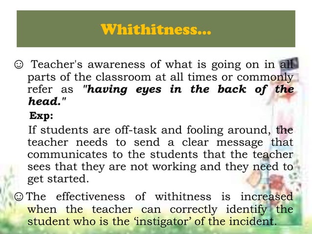 Kounin model | PPTX | Educational Assessment | Education