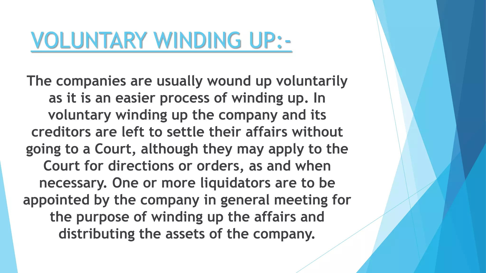 Voluntary winding up. | PPTX