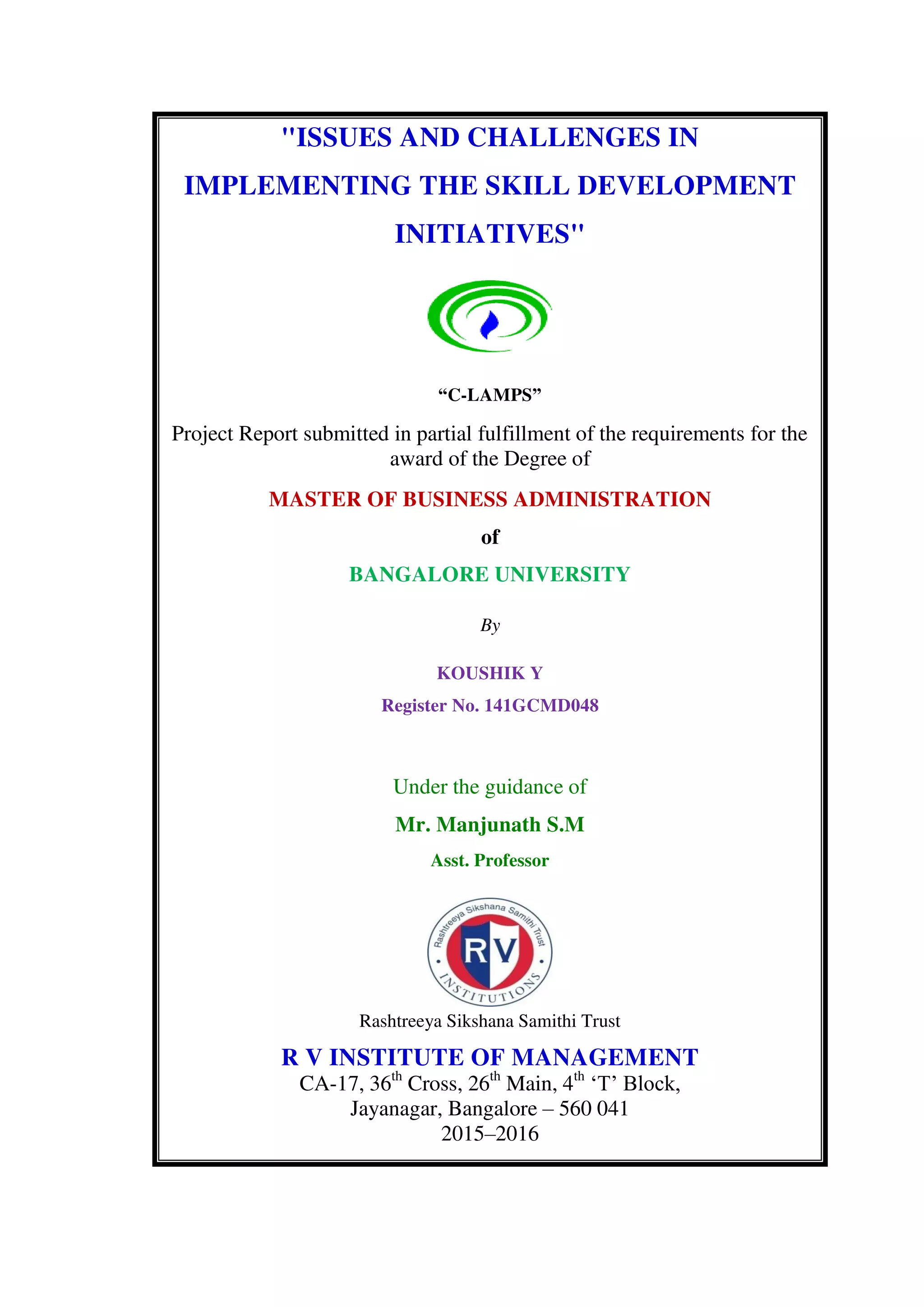 "Issues and Challenges in Implementing the skill development ...