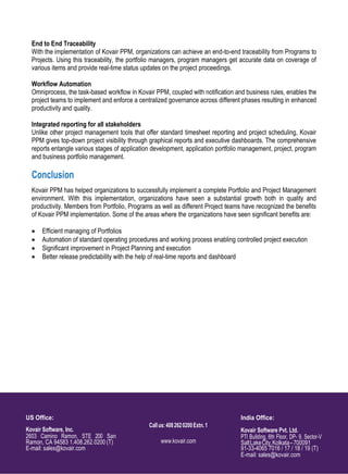 Kovair Project Portfolio Management - Brochure | PDF