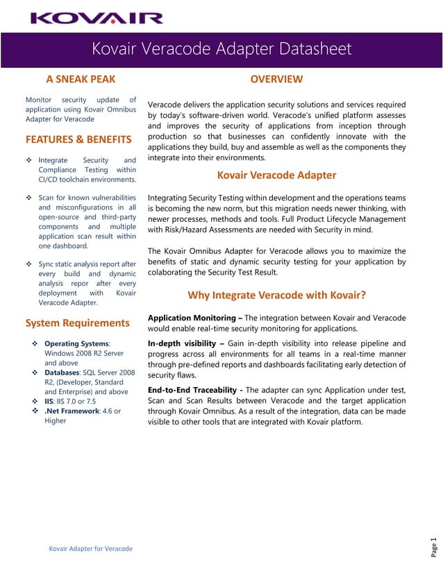 Veracode Integration Adapter - Datasheet | PDF | Computer Software and ...