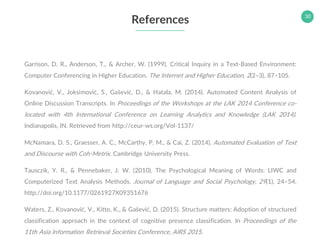 Towards Automated Classification of Discussion Transcripts: A Cognitive ...