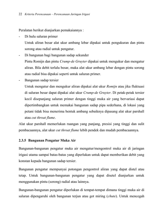 Kriteria Perencanaan-KP 01-Jaringan Irigasi- Tahun 2013 | PDF