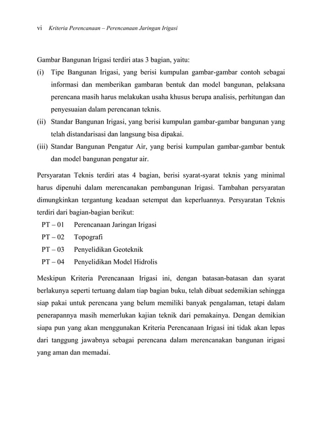 Kriteria Perencanaan-KP 01-Jaringan Irigasi- Tahun 2013 | PDF
