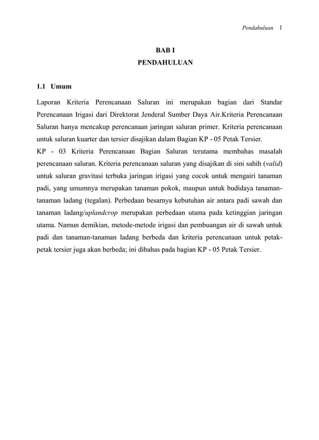 Kriteria Perencanaan-KP 03-saluran-Tahun 2013 | PDF