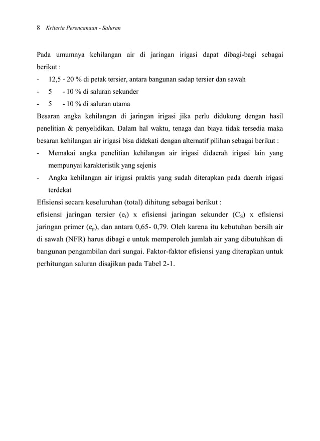 Kriteria Perencanaan-KP 03-saluran-Tahun 2013 | PDF