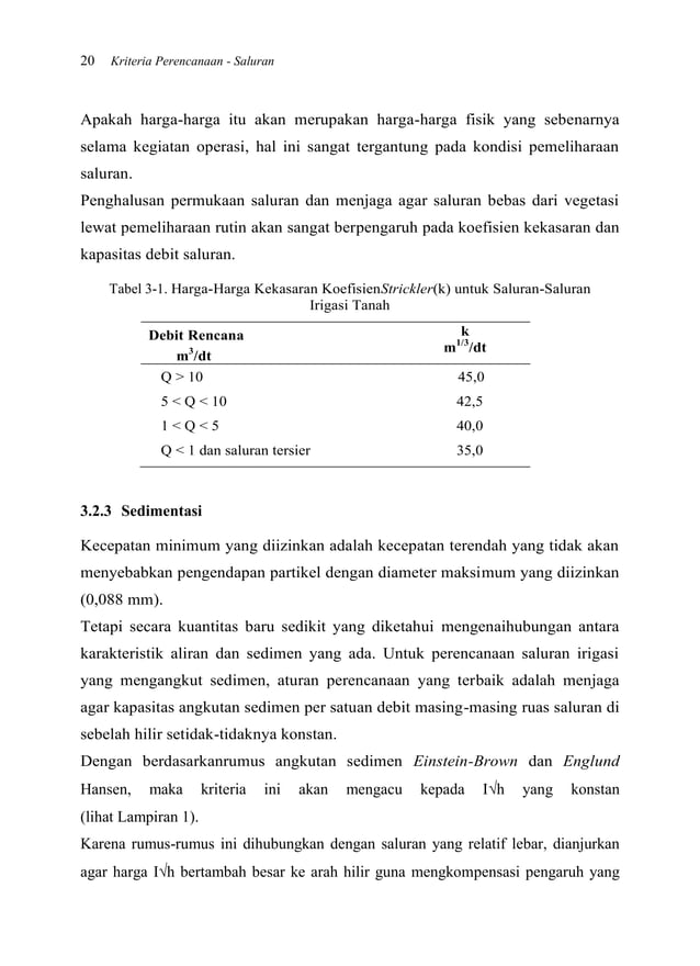 Kriteria Perencanaan-KP 03-saluran-Tahun 2013 | PDF