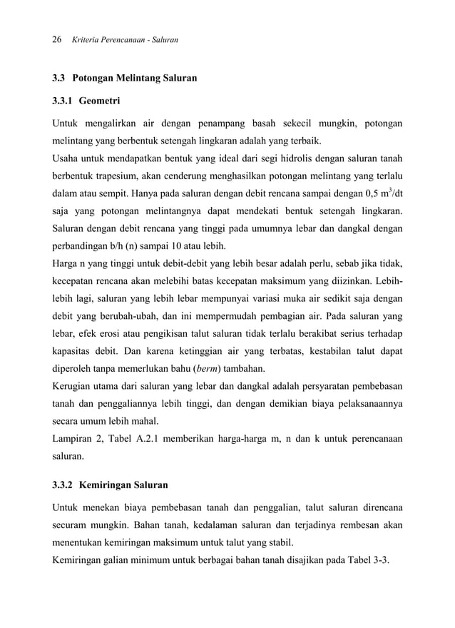 Kriteria Perencanaan-KP 03-saluran-Tahun 2013 | PDF