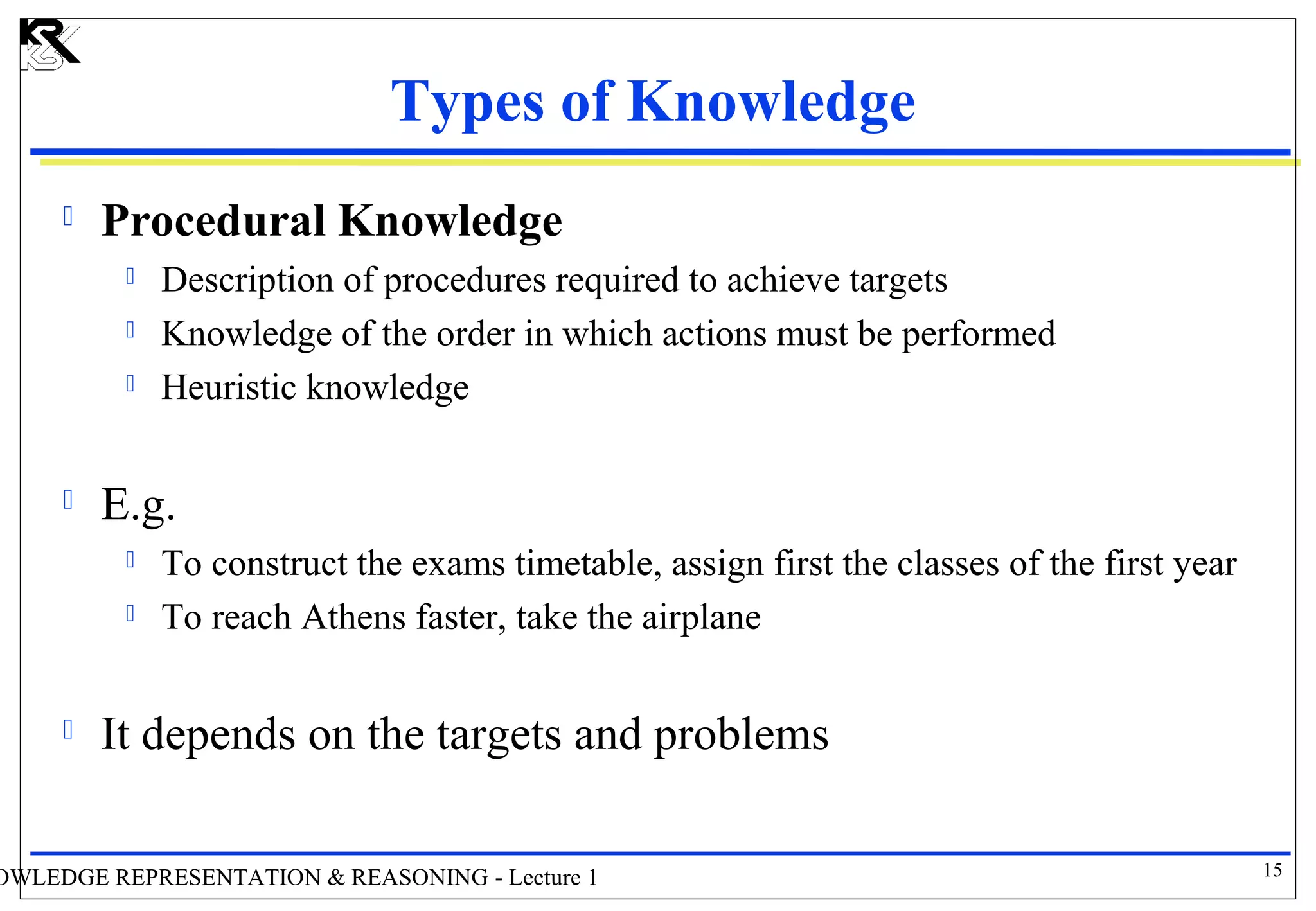 Knowledge Representation & Reasoning | PPT