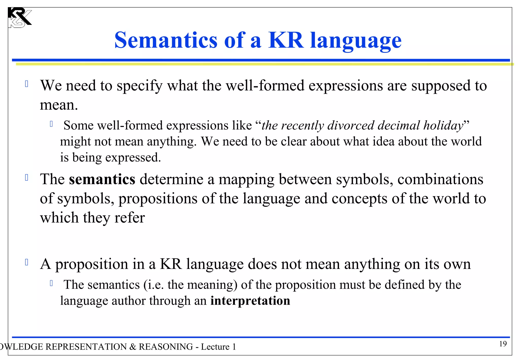 Knowledge Representation & Reasoning | PPT