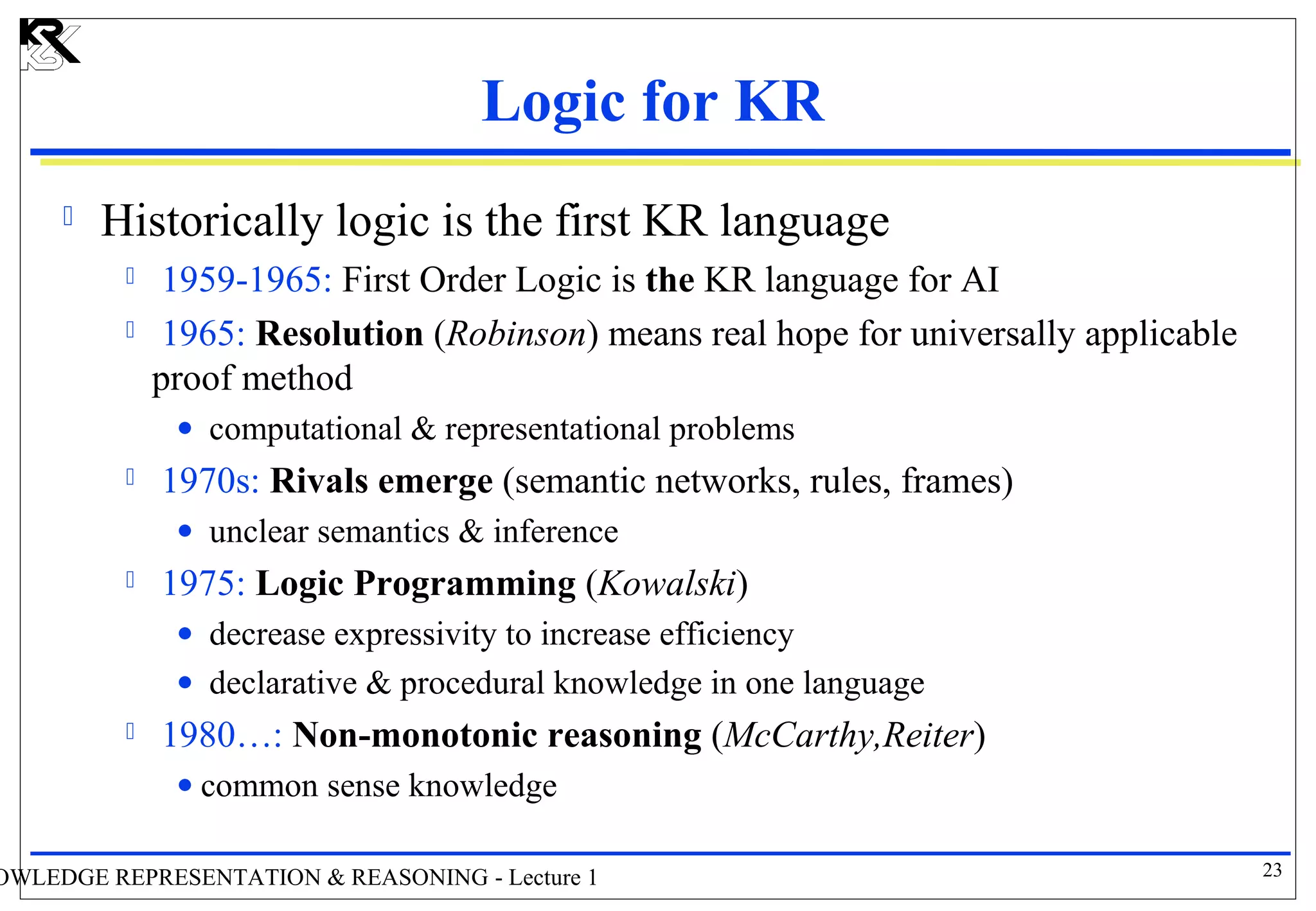 Knowledge Representation & Reasoning | PPT
