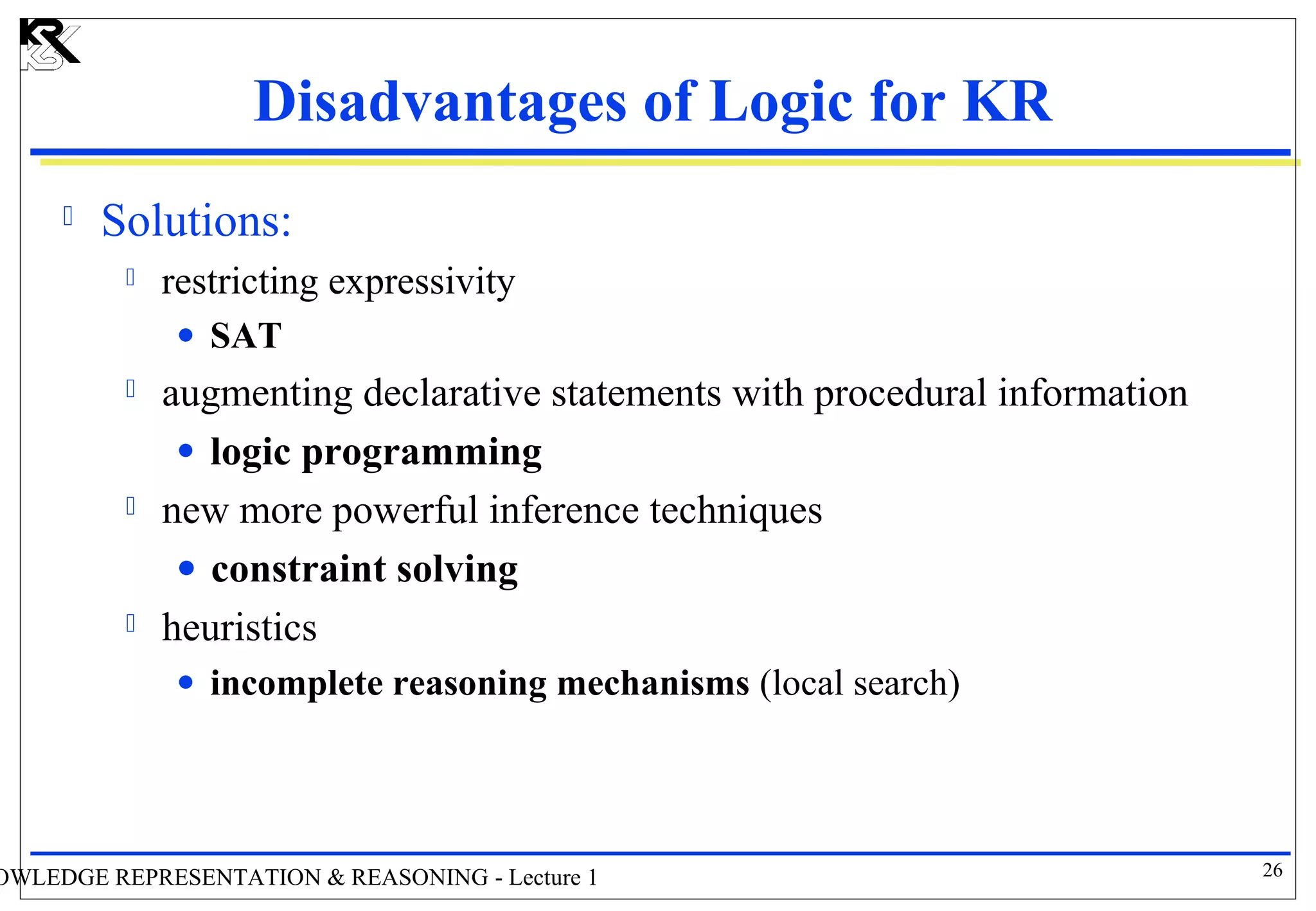 Knowledge Representation & Reasoning | PPT