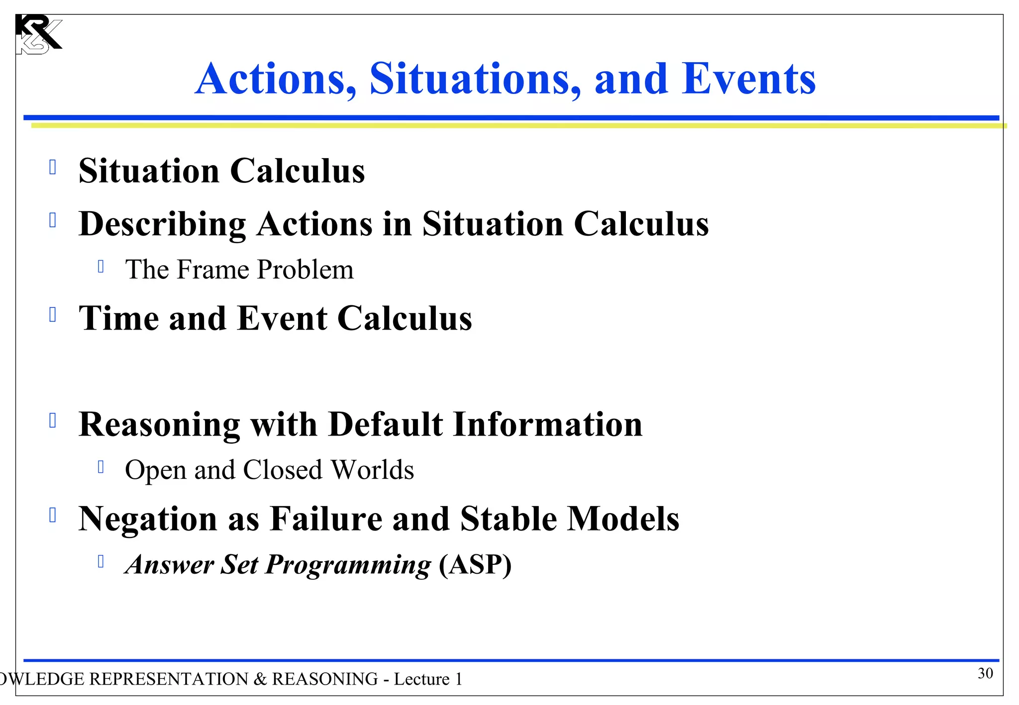 Knowledge Representation & Reasoning | PPT