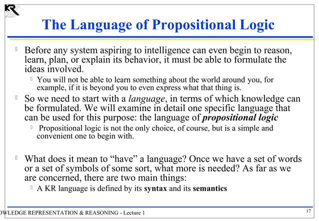 Knowledge Representation & Reasoning | PPT