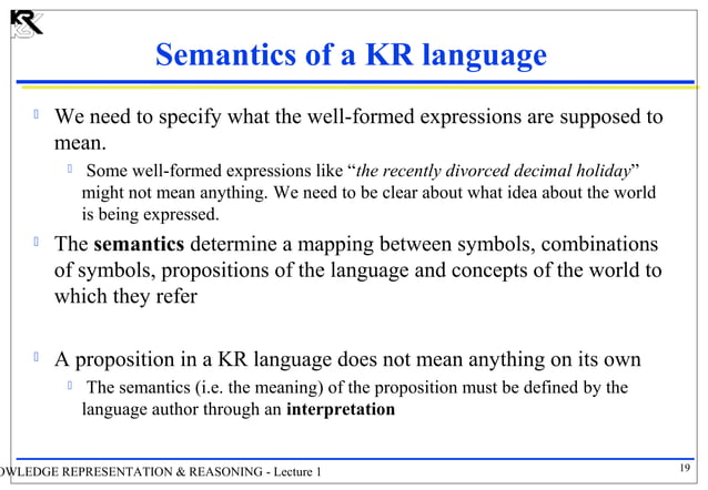 Knowledge Representation & Reasoning | PPT