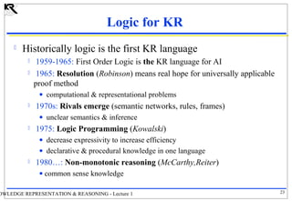 Knowledge Representation & Reasoning | PPT