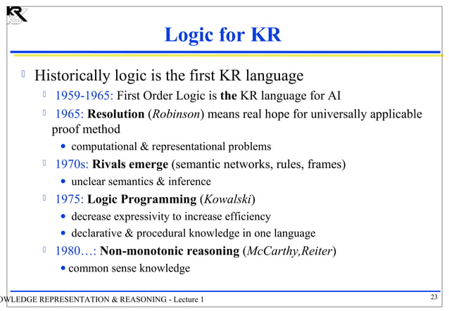 Knowledge Representation & Reasoning | PPT