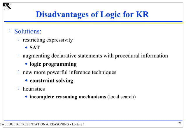 Knowledge Representation & Reasoning | PPT