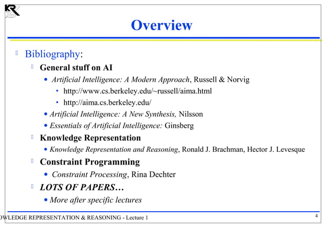 Knowledge Representation & Reasoning | PPT