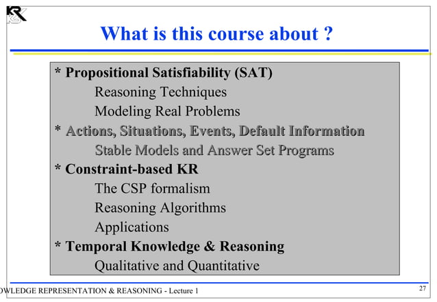 Knowledge Representation And Reasoning 