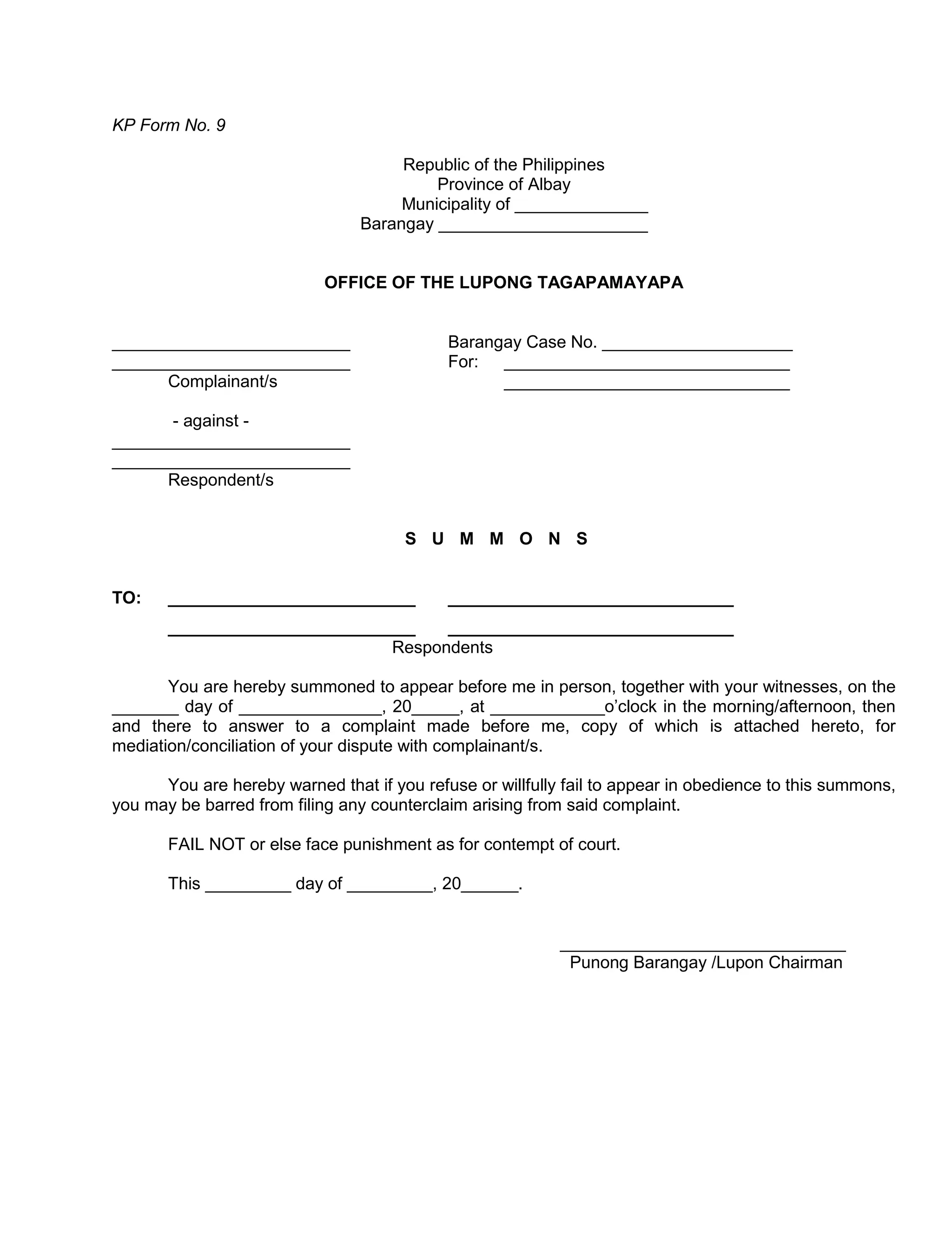 Katarungang pambarangay forms-uses and applications | PDF