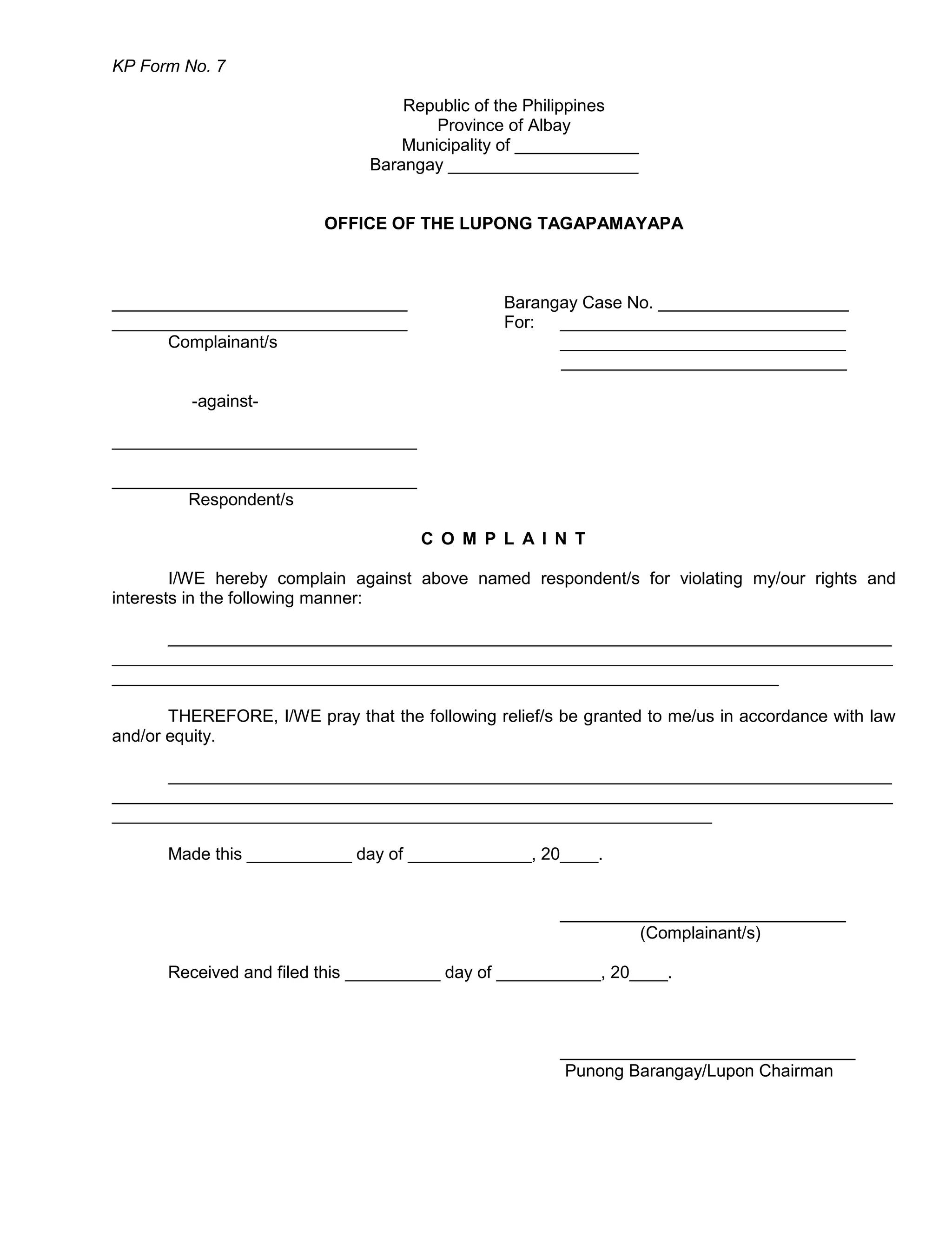 Katarungang pambarangay forms-uses and applications | PDF