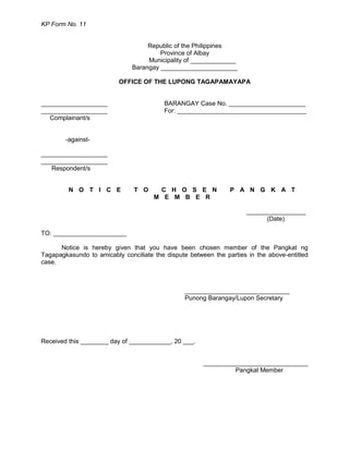 Katarungang pambarangay forms-uses and applications | PDF