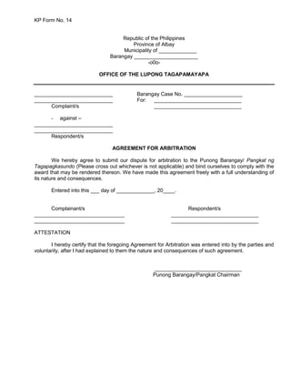 Katarungang pambarangay forms-uses and applications | PDF