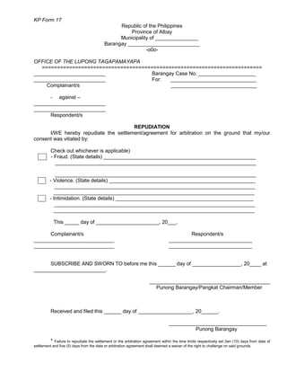 Katarungang pambarangay forms-uses and applications | PDF