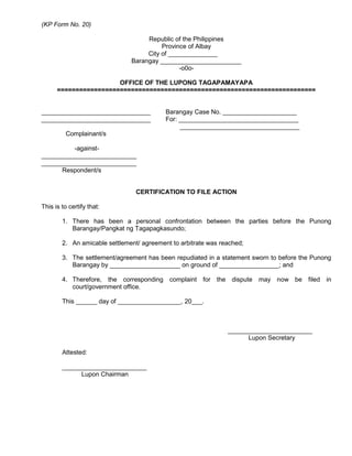 Katarungang pambarangay forms-uses and applications | PDF