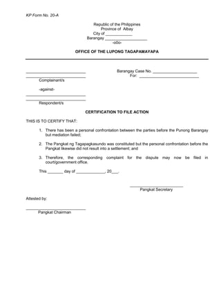 Katarungang pambarangay forms-uses and applications | PDF