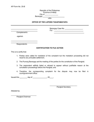 Katarungang pambarangay forms-uses and applications | PDF