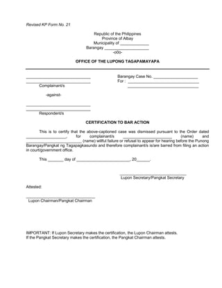 Katarungang pambarangay forms-uses and applications | PDF