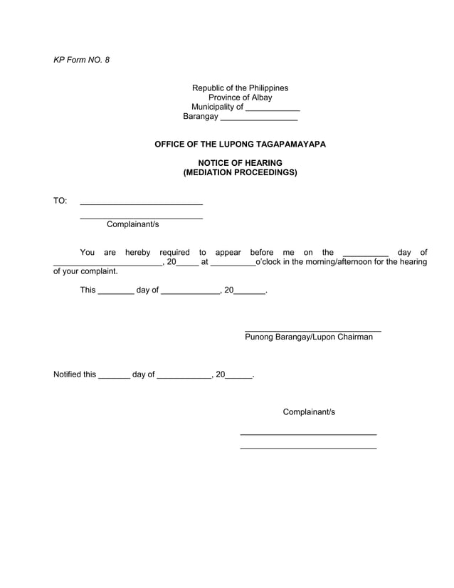 Katarungang pambarangay forms-uses and applications | PDF