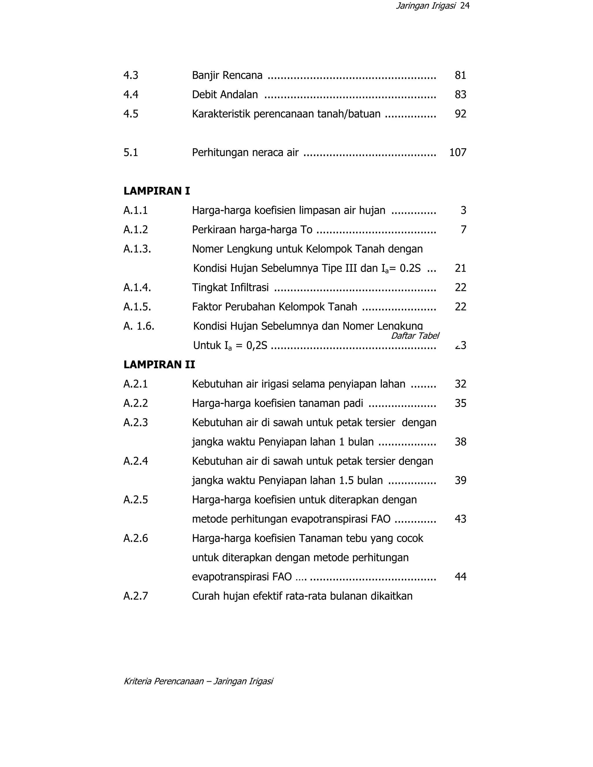 Kp 01 2010 perencanaan jaringan irigasi | PDF