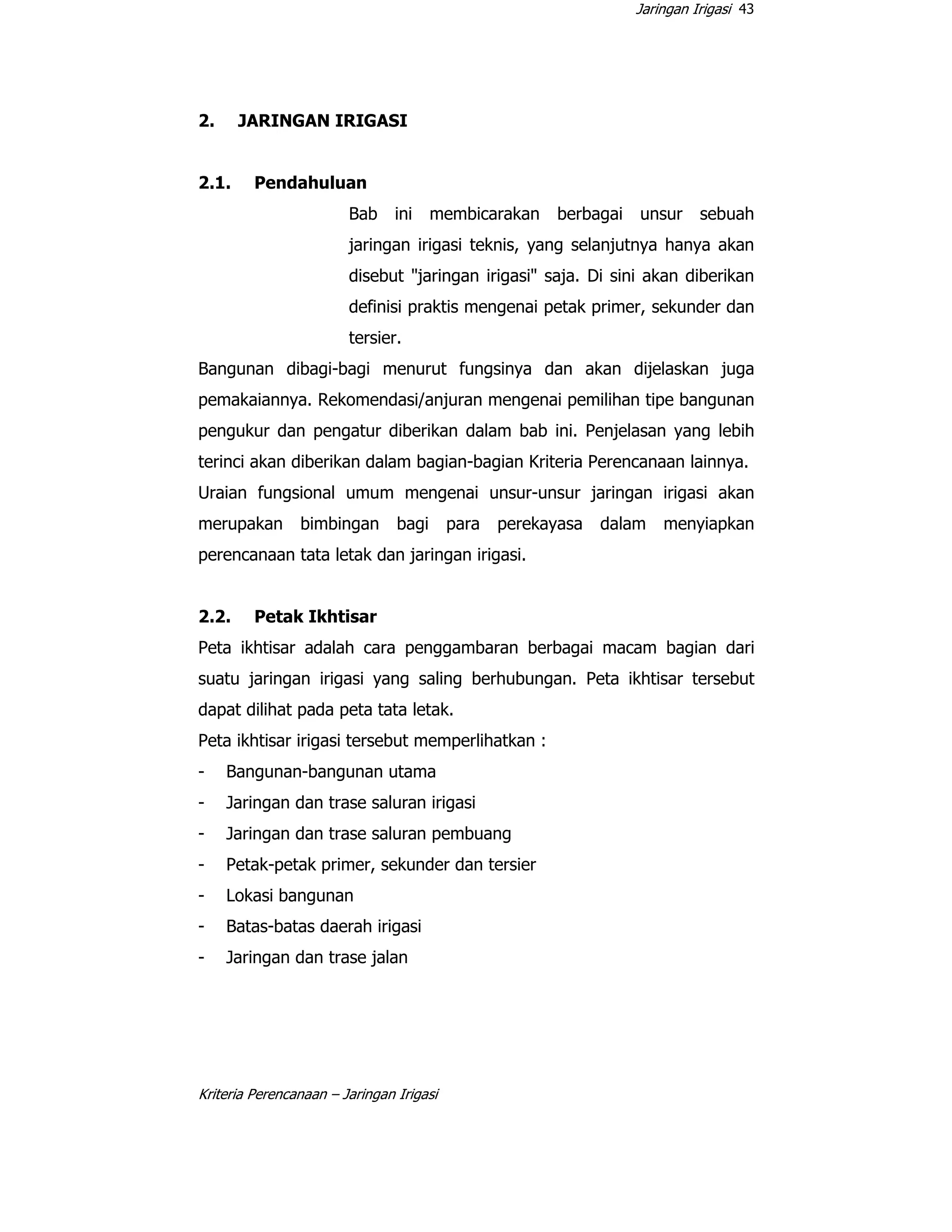 Kp 01 2010 perencanaan jaringan irigasi | PDF